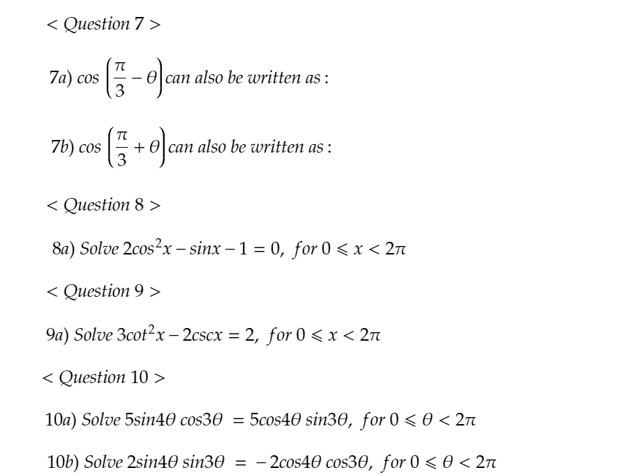 Solved Can someone help me in these maths Trigo question as | Chegg.com