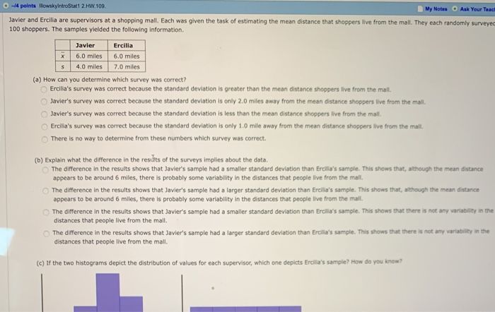 Solved 0-14 points llowskyintroStat1 2.HW.109. My Notes Ask | Chegg.com Solved 0-14 points llowskyintroStat1 2.HW.109. My Notes Ask | Chegg.com