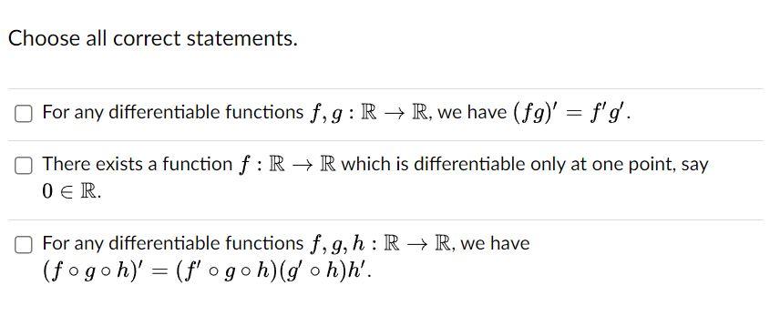 Solved Choose all correct statements. For any differentiable | Chegg.com