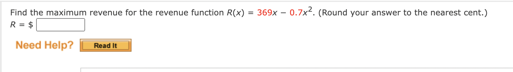 Solved Find The Maximum Revenue For The Revenue Function