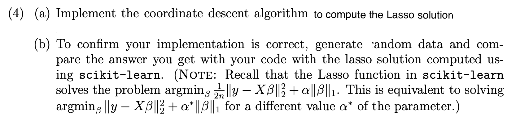 4 A Implement The Coordinate Descent Algorithm To