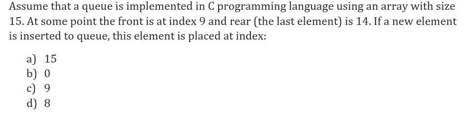 Solved Assume that a queue is implemented in C programming | Chegg.com