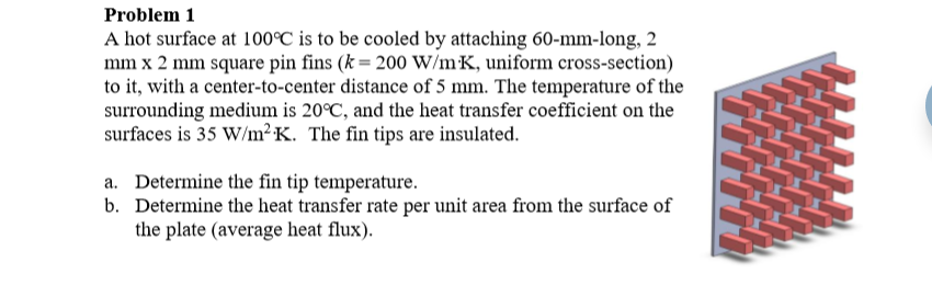 Solved Problem 1 A hot surface at 100°C is to be cooled by | Chegg.com