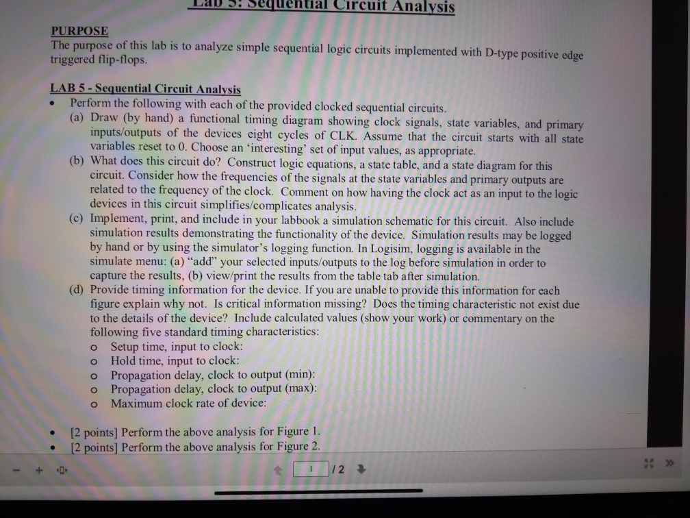 Solved Lau J. sequential Circuit Analysis PURPOSE The | Chegg.com