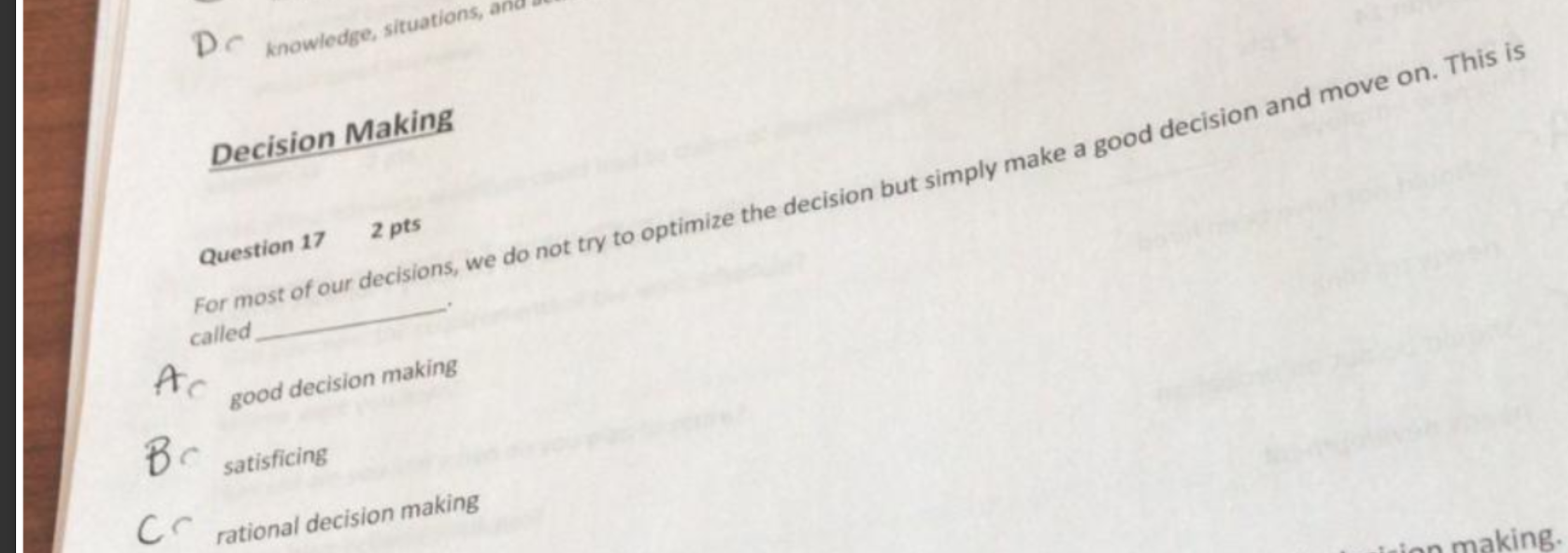 Solved Dc knowled knowledge, situations, and a Decision | Chegg.com