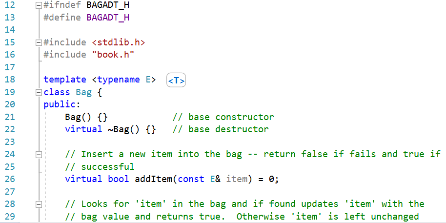 Solved Use the bag ADT provided to create an array-based | Chegg.com