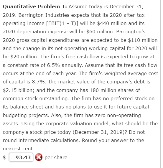 Solved Quantitative Problem 1: Assume today is December 31, | Chegg.com Solved Quantitative Problem 1: Assume today is December 31, | Chegg.com