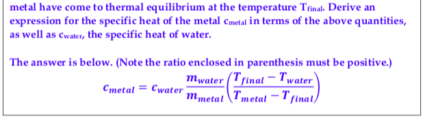 Solved Derive an expression for the specific heat of the | Chegg.com