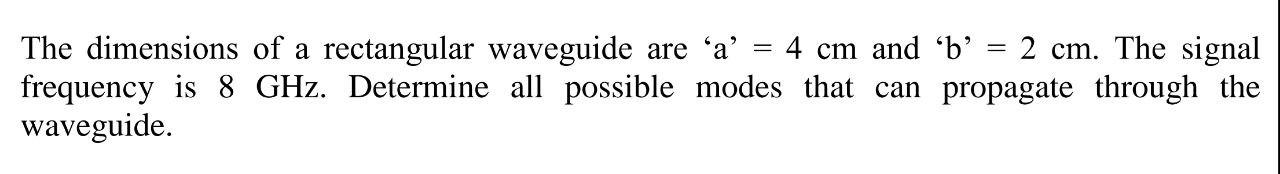 Solved = = The dimensions of a rectangular waveguide are 'a' | Chegg.com