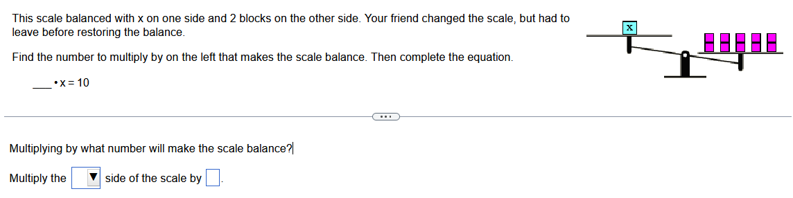 Solved This scale balanced with x on one side and 2 blocks | Chegg.com