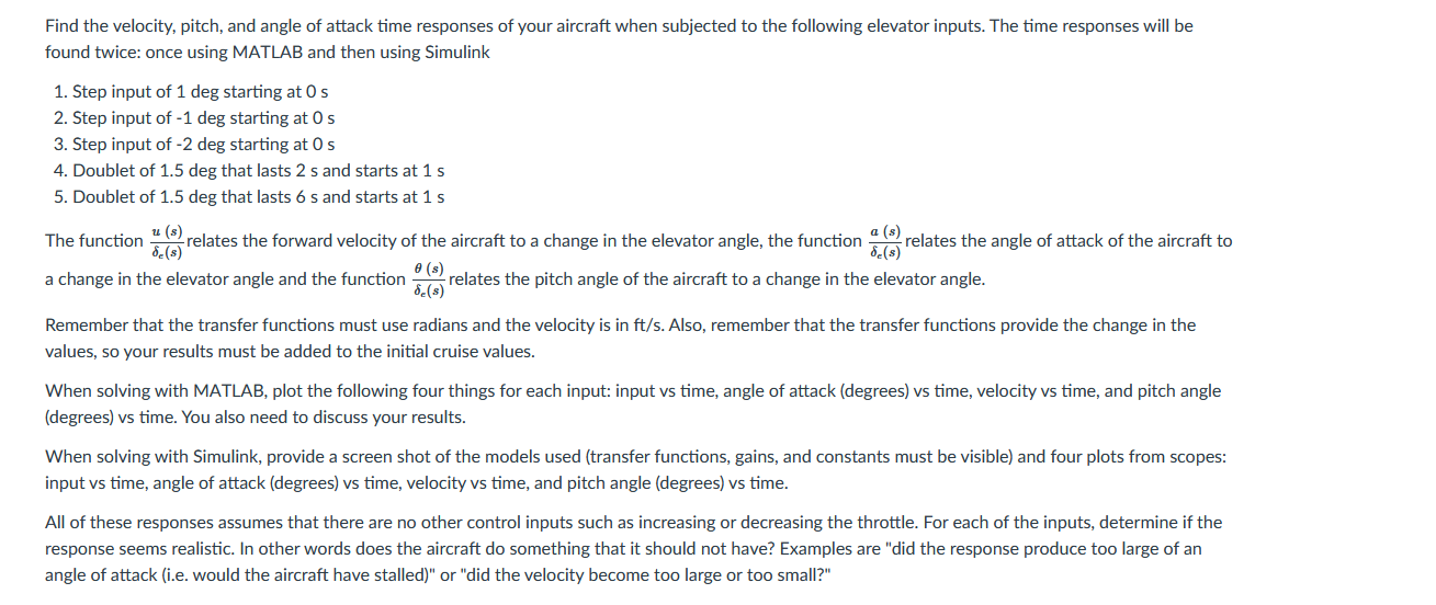 Solved Find the velocity, pitch, and angle of attack time | Chegg.com
