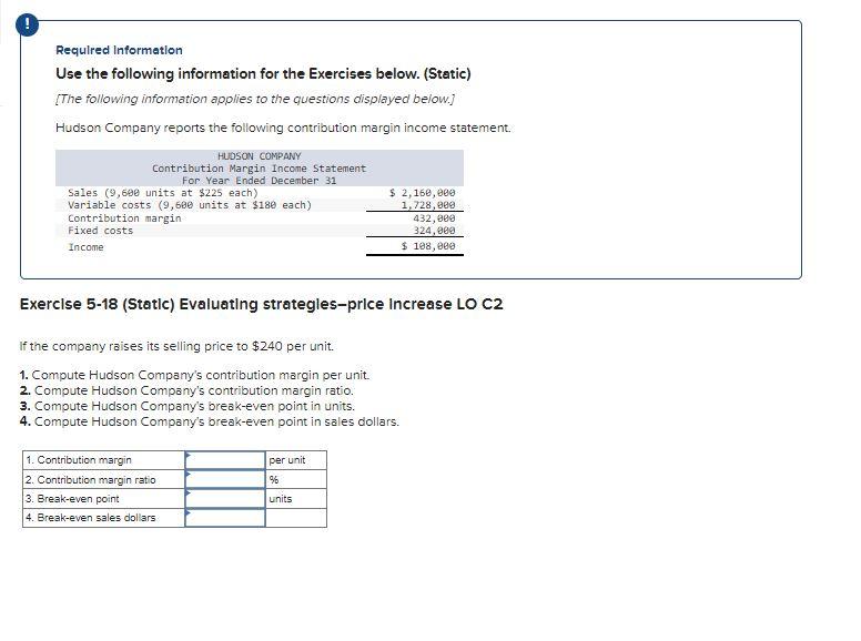 Solved Exercise 5-17 (Static) Evaluating strategies– | Chegg.com
