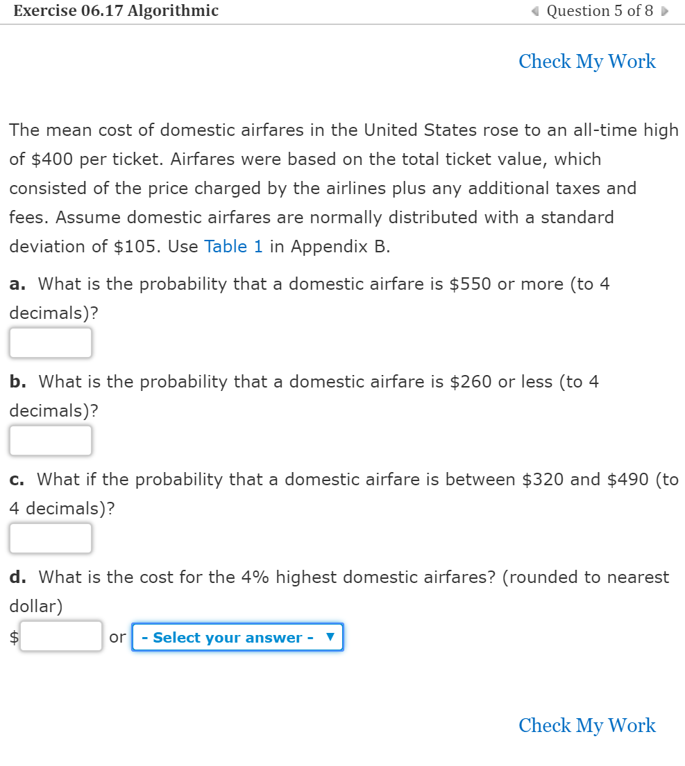 Solved Exercise 06.17 Algorithmic Question 5 of 8 Check My | Chegg.com