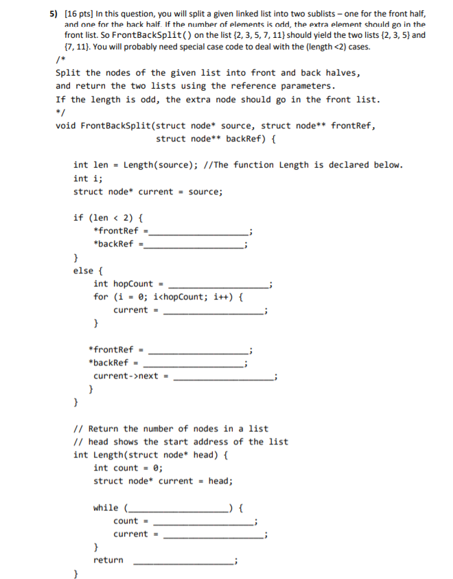 Solved 5 16 Pts In This ion You Will Split A Given Chegg