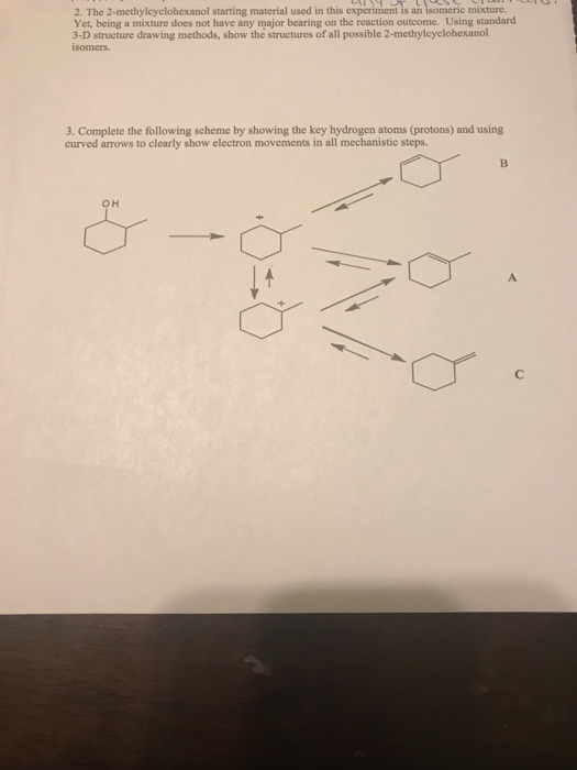Solved 2. The 2-methylcyclohexanol starting material used in | Chegg.com