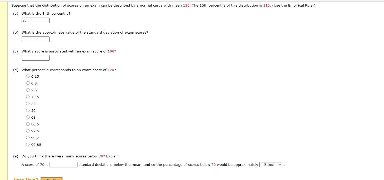 Solved (a) What is the 84th percentile? (b) What is the | Chegg.com