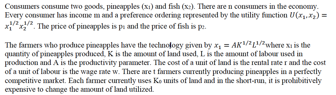 Solved a. Find the demand curves for pineapples (x1) and | Chegg.com