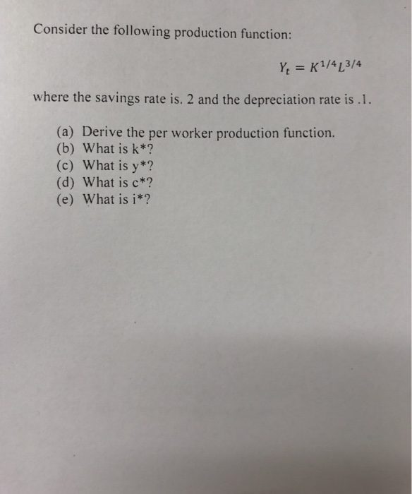 Solved Consider the following production function: where the | Chegg.com