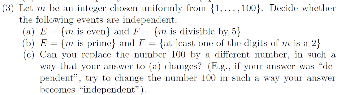 Solved (3) Let m be an integer chosen uniformly from | Chegg.com