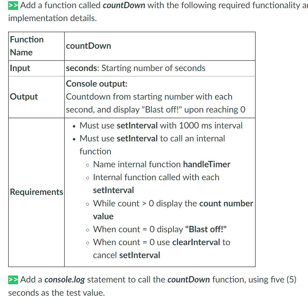 Solved I need to create a countdown that results in an | Chegg.com