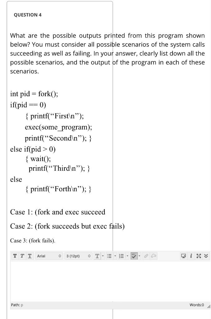 Solved QUESTION 4 What are the possible outputs printed from | Chegg.com
