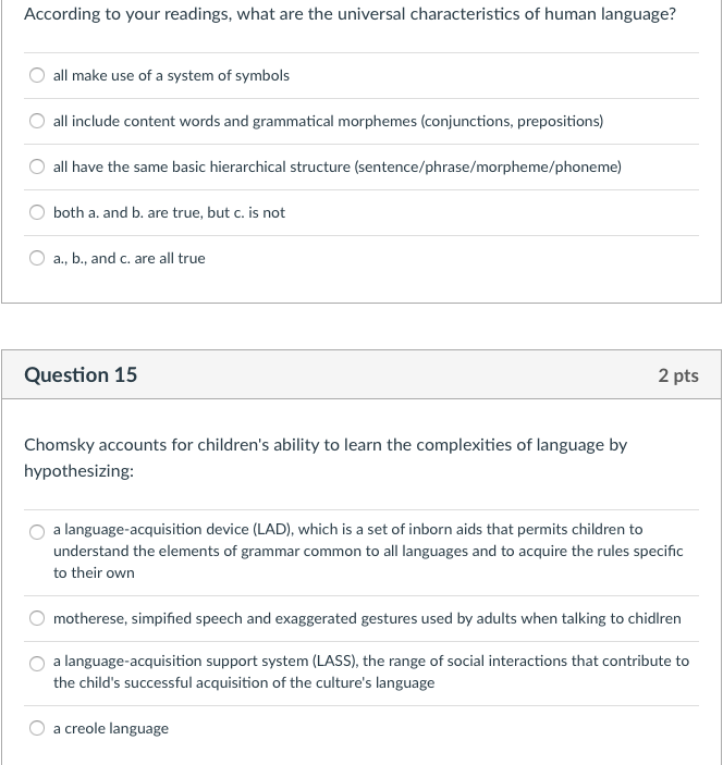 Solved According to your readings, what are the universal | Chegg.com