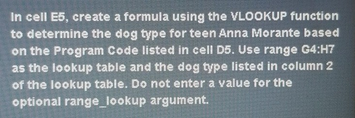 Solved In cell E5, create a formula using the VLOOKUP | Chegg.com