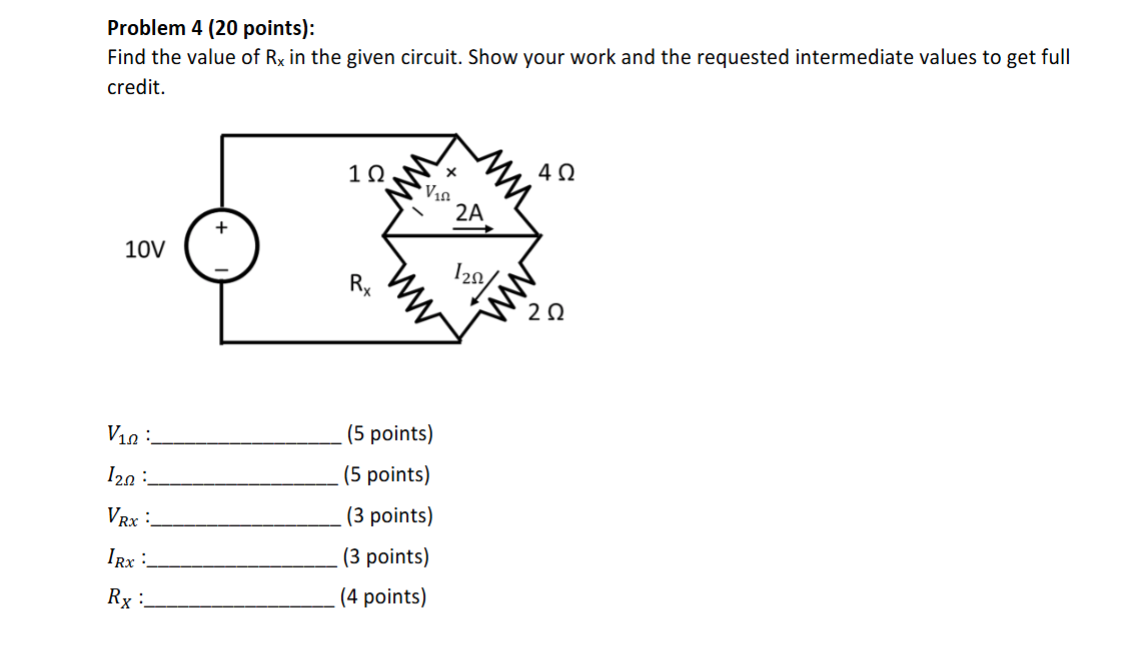 Solved Problem 4 (20 ﻿points):Find the value of \( ﻿R_{x} \) | Chegg.com
