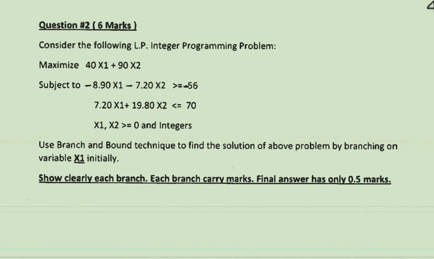 Solved Consider the following L.P. Integer Programming | Chegg.com