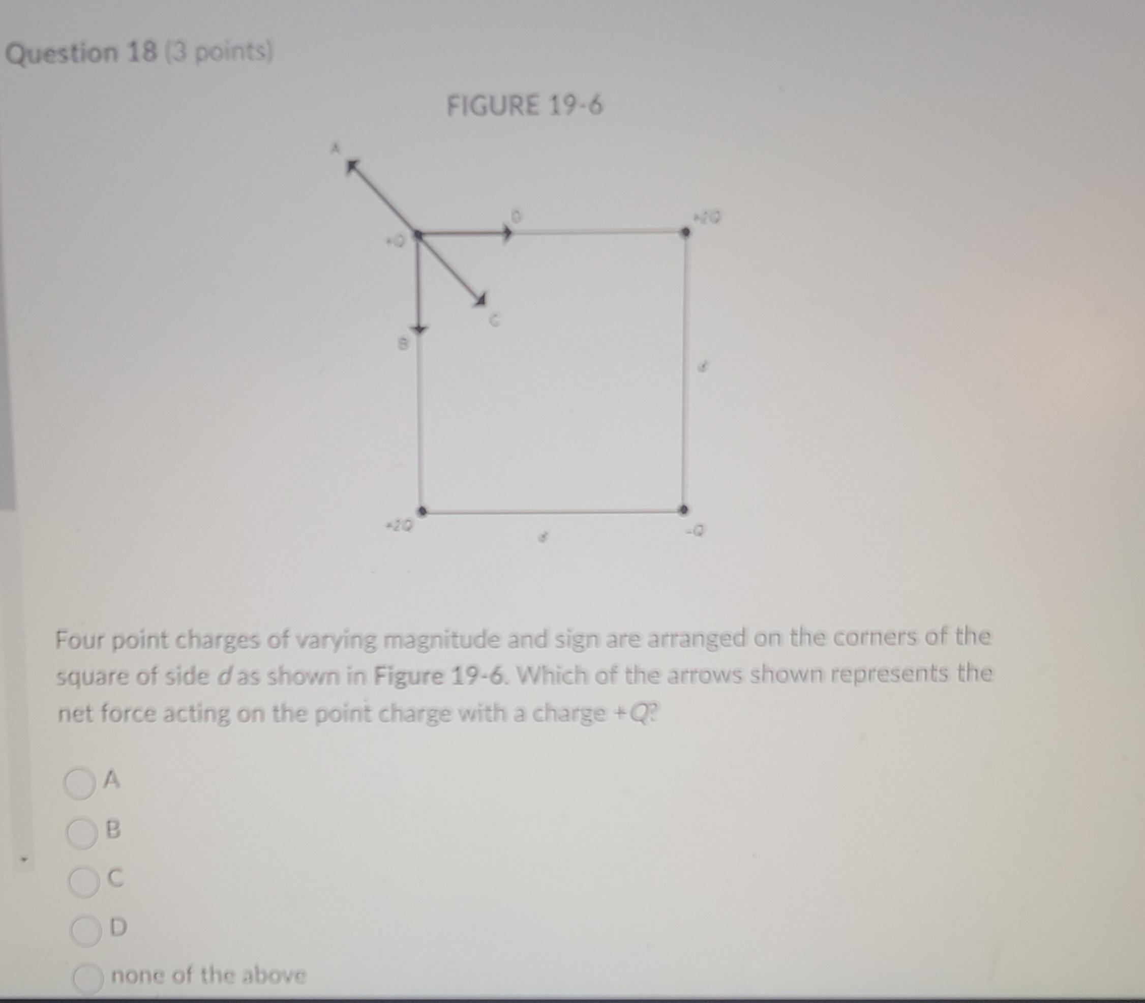 Solved Question 18 (3 points) Four point charges of varying | Chegg.com