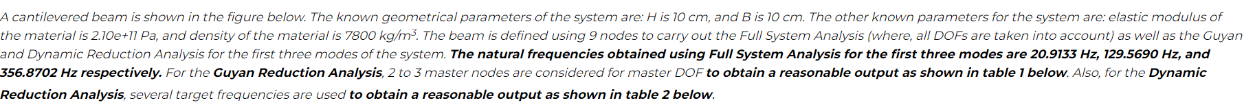 How to do the Guyan and Dynamic Reduction Analysis | Chegg.com