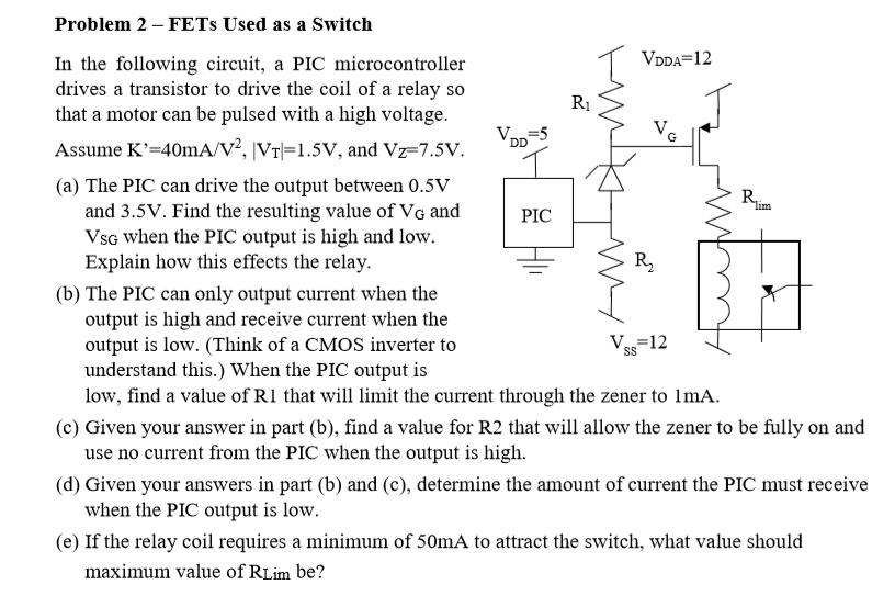 Problem 2- FETs Used as a Switch VDDA 12 In the | Chegg.com