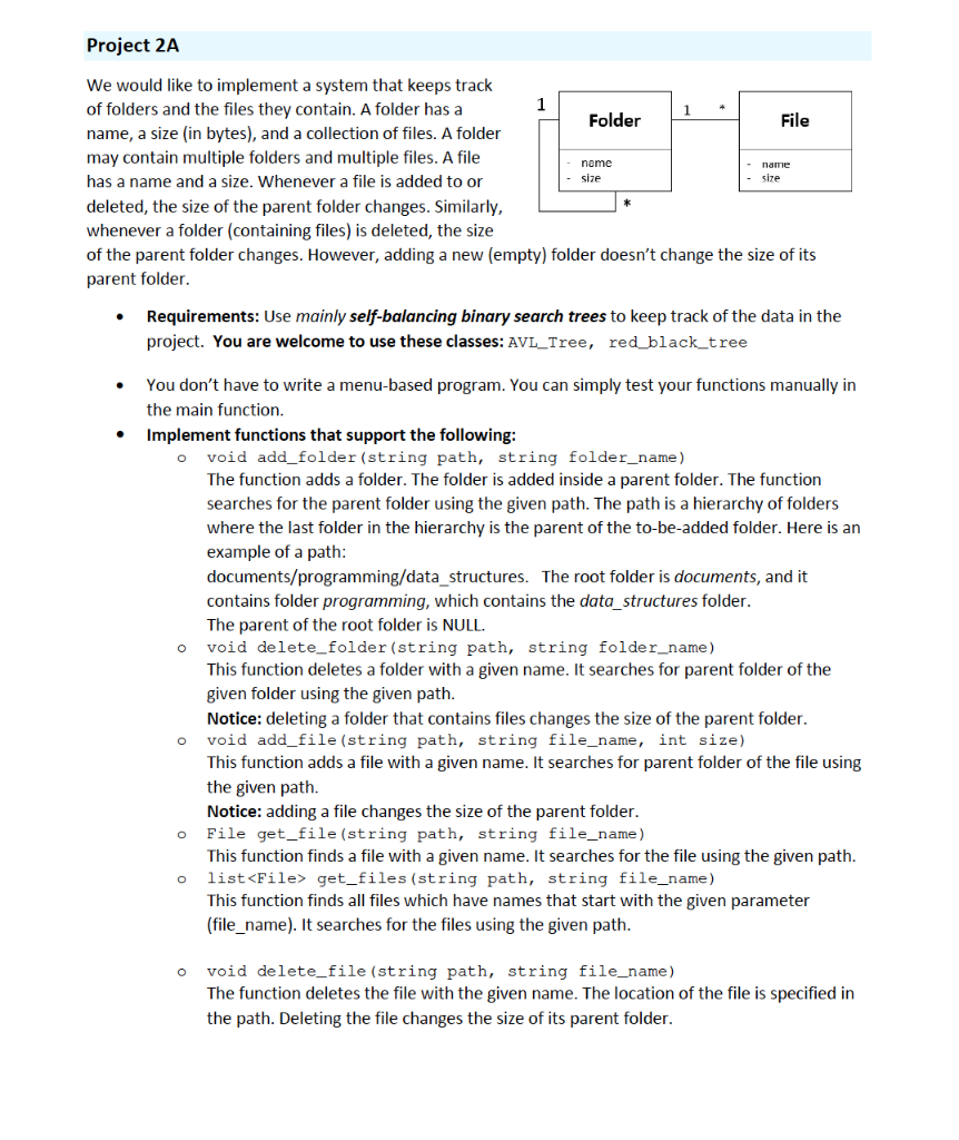 Project 2A We would like to implement a system that | Chegg.com