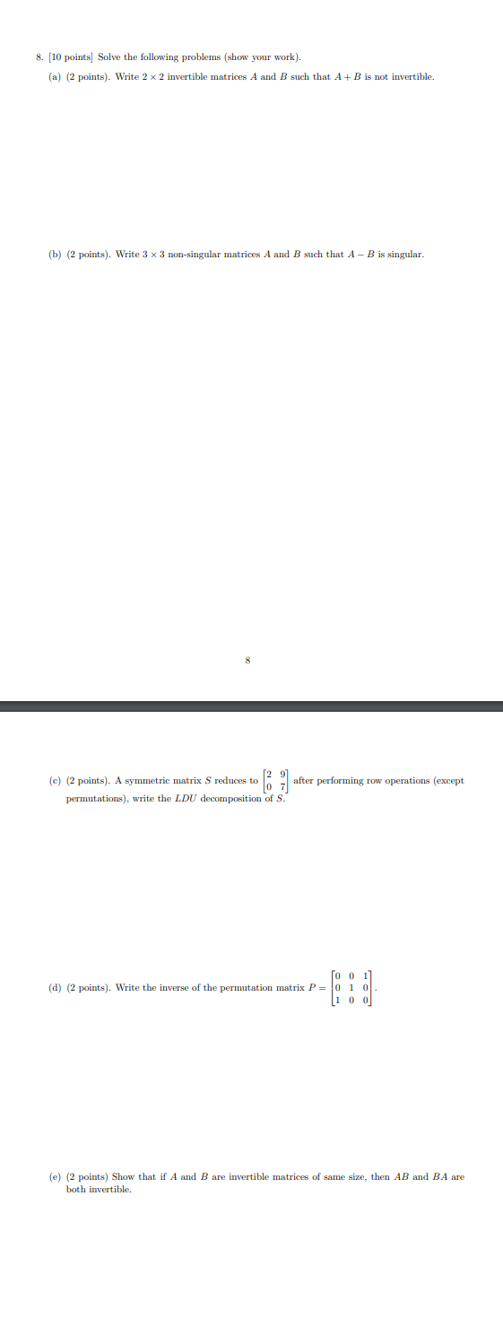 Solved 8. [10 points Solve the following problems (show your | Chegg.com Solved 8. [10 points Solve the following problems (show your | Chegg.com
