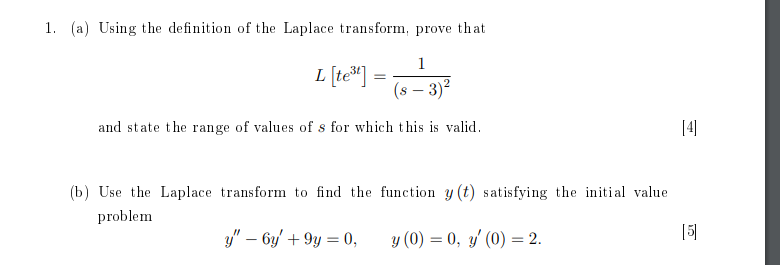 Solved 1. (a) Using the definition of the Laplace transform, | Chegg.com