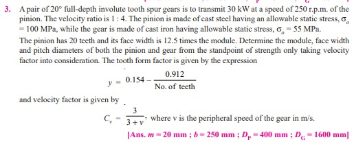 Solved 3. A pair of 20 full-depth involute tooth spur gears | Chegg.com