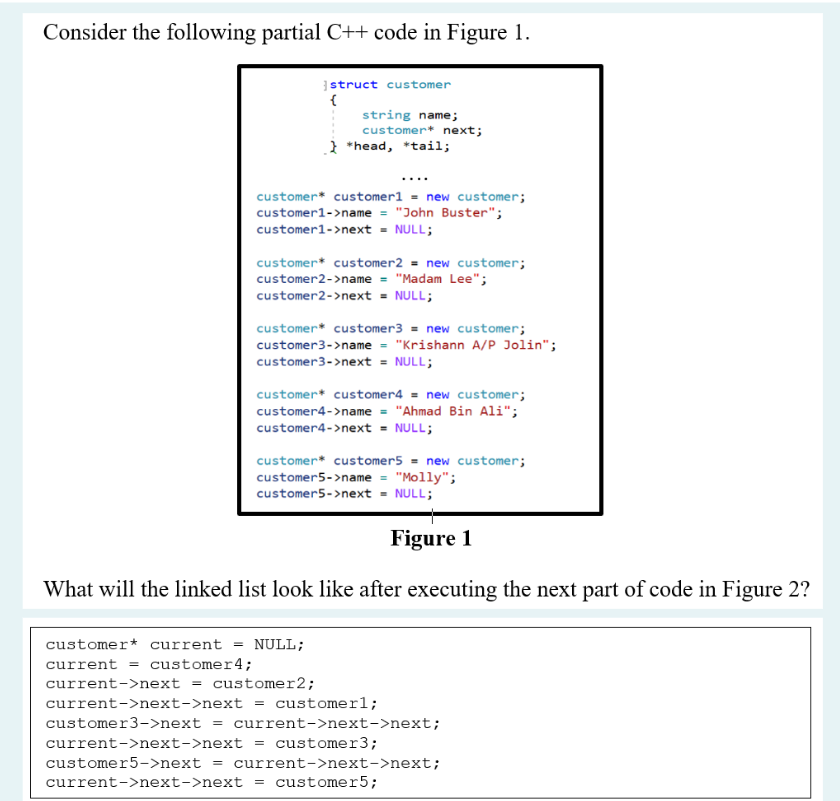 Solved Consider the following partial C++ code in Figure 1. | Chegg.com