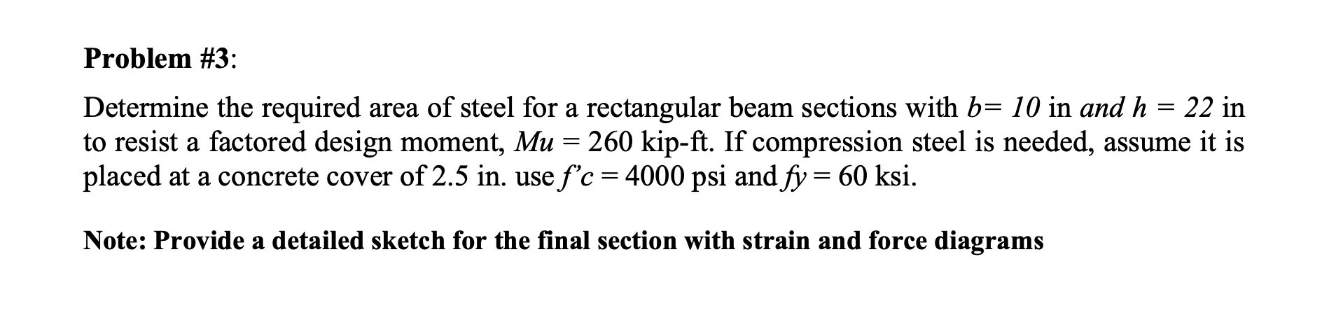 Solved Problem #3: Determine the required area of steel for | Chegg.com