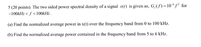 Solved The two sided power spectral density of a signal x(t) | Chegg.com