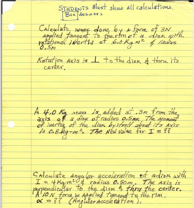 STUDENTS Must show All calculations. Box Answers | Chegg.com