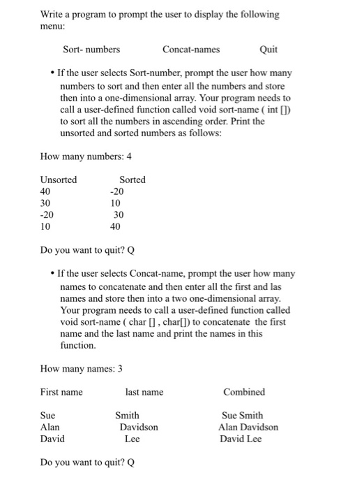 Solved Write a program to prompt the user to display the | Chegg.com