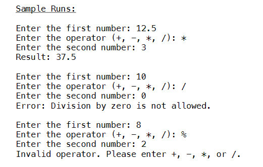 Solved Sample Runs: Enter the first number: 12.5 Enter the | Chegg.com