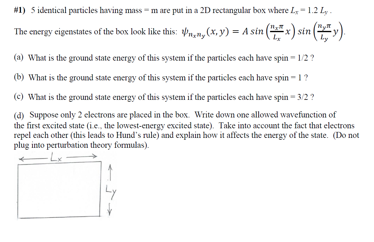Solved #1) 5 identical particles having mass = m are put in | Chegg.com