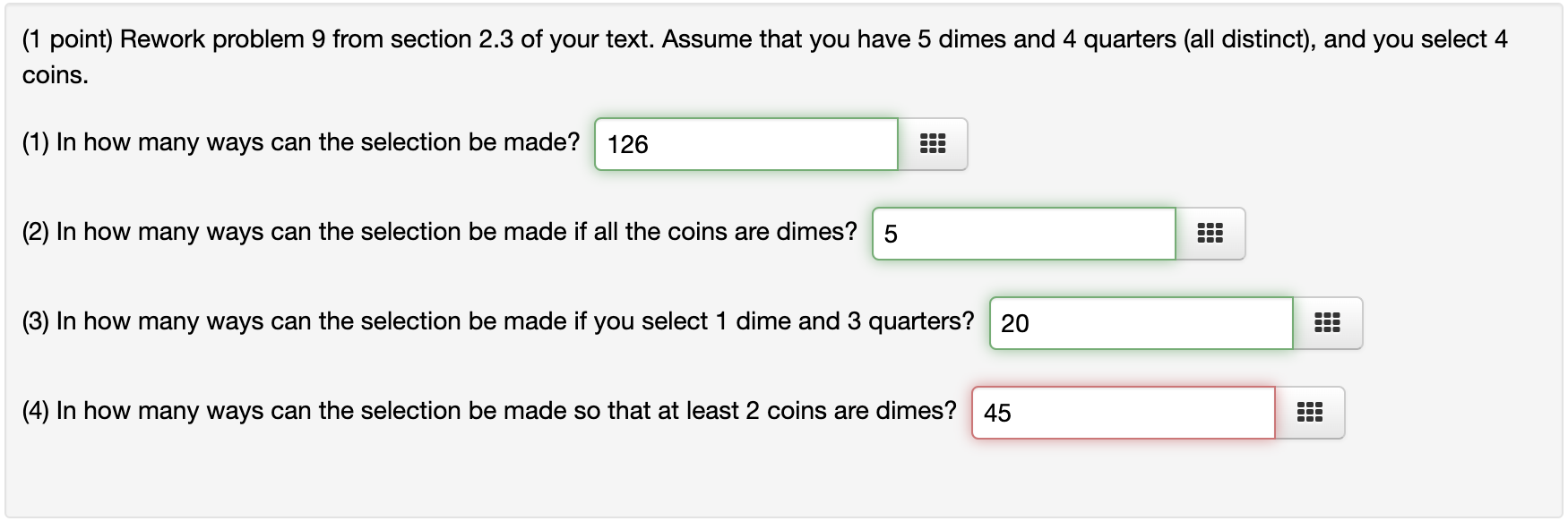 Solved (1 point) Rework problem 9 from section 2.3 of your | Chegg.com