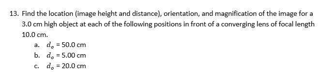 Solved Find the location (image height and distance), | Chegg.com