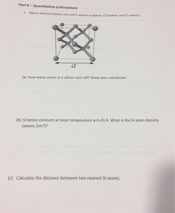 Solved Silicon diamond lattice unit cell is shown as below. | Chegg.com