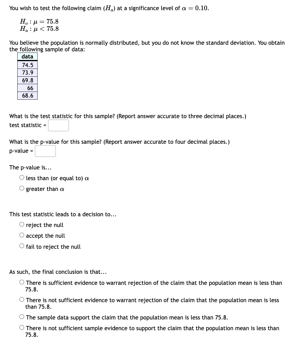 Solved You wish to test the following claim \\( | Chegg.com