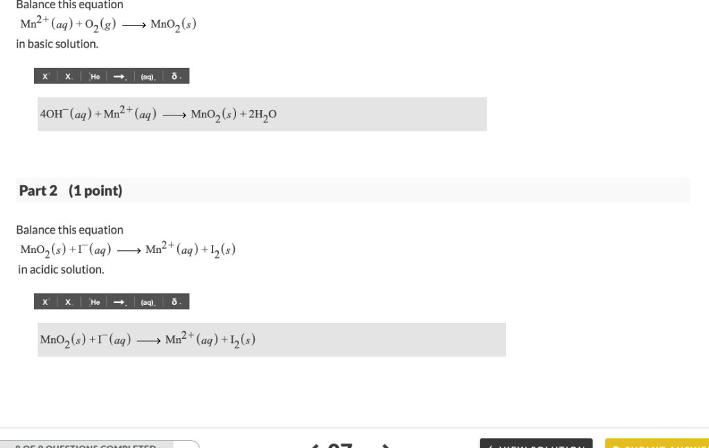 Solved Balance this equation Mn2+ (aq) + O2(g) in basic | Chegg.com