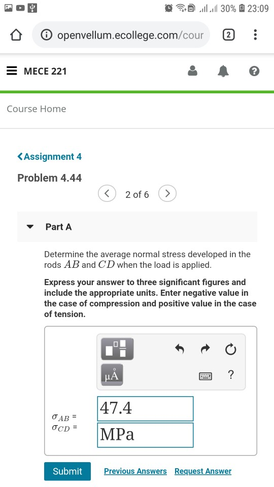 Solved 30% 23:09 2 openvellum.ecollege.com/cour E MECE 221 | Chegg.com