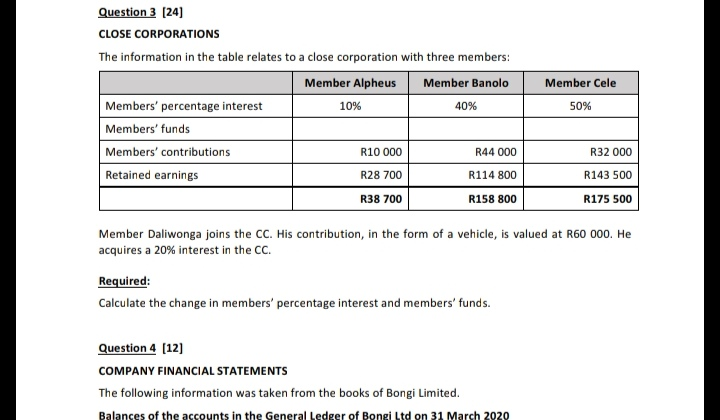 Solved Question 3 (24) CLOSE CORPORATIONS The information in | Chegg.com